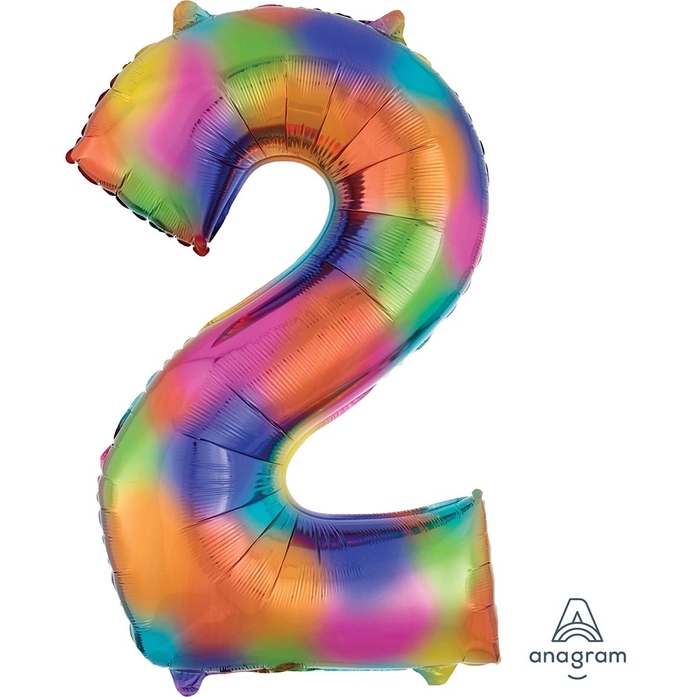 Anagram - Number 2 Rainbow Splash SuperShape Foil balloons - 34 ...