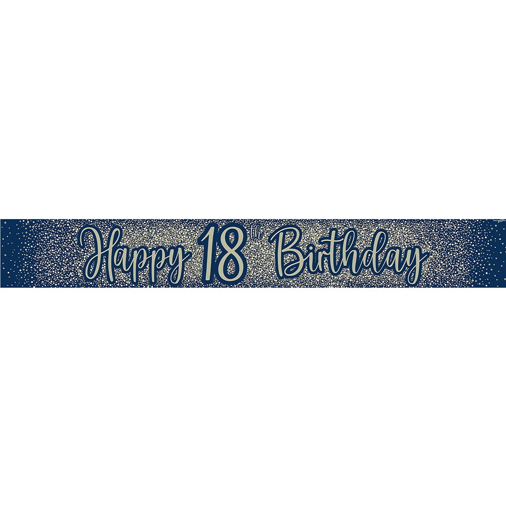 Oaktree - 9ft Banner 18th Birthday Metallic Glitter Navy Gold - 624085 ...