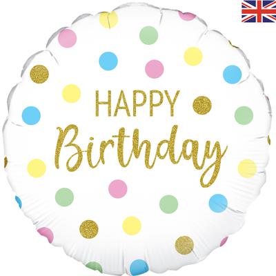 Oaktree 18" Pastel Dots Happy Birthday Holographic - Northwest ...