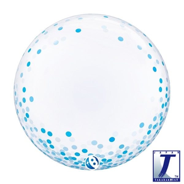 24" Blue Confetti Stretchy Deco Bubble Balloons - Northwest Greetings ...